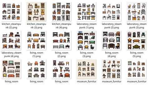 Interior Furniture 2d Vectorial Stylized Spritesheets X75 By Vfrabasil