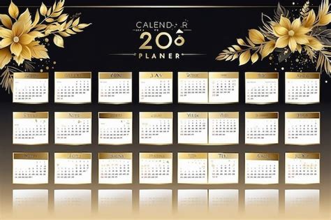 Premium Photo Calendar Or Planner 2026 Template 12 Month With Gold Theme