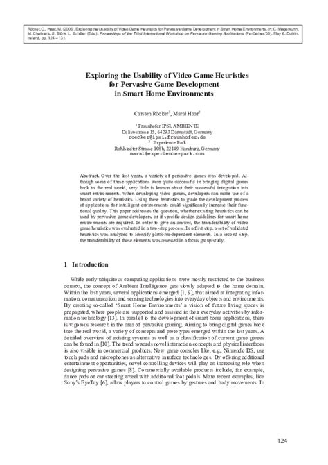 Pdf Exploring The Usability Of Video Game Heuristics For Pervasive