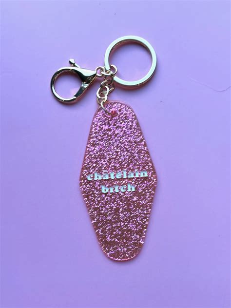 Porte Clés Châtelain Bitch Paillettes Roses I Love Rose