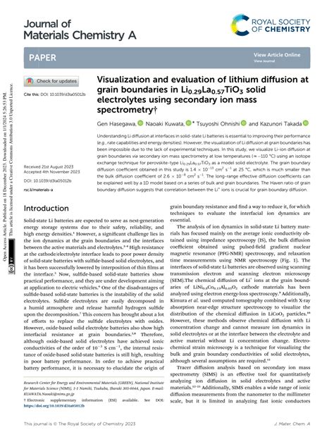 Pdf Visualization And Evaluation Of Lithium Diffusion At Grain