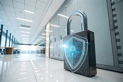 Futuristic Digital Lock With Glowing Shield Representing Cybersecurity Background Digital Lock