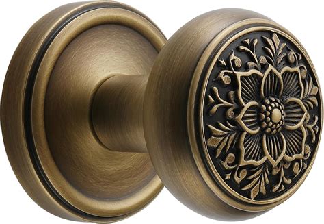 Flirabbit Antique Brass Door Knob With Intricate Floral Design