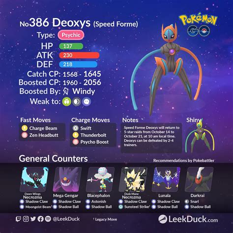 Deoxys Attack And Speed Forme In 5 Star Raid Battles Leek Duck