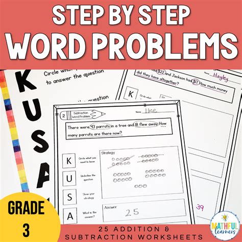 Word Problems Worksheets Step By Step Addition And Subtraction