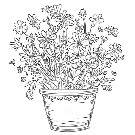 Flower In A Pot Coloring Page Coloring Pages Mimi Panda