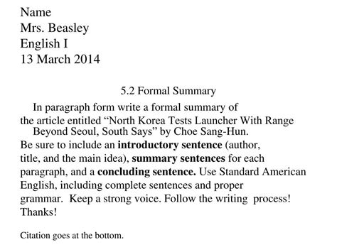 PPT 5 2 Formal Summary PowerPoint Presentation Free Download ID 3983023