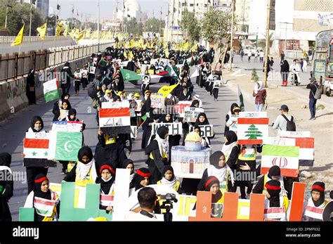 Karachi Pakistan 14th Apr 2023 Members Of Tehreek Azadi Al Quds Are