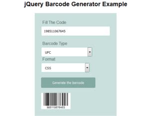 Simple JQuery Barcode Generator HTML Code PHP Programming Blog CodeFixUp