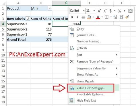 How To Add Value Field Settings In Pivot Table