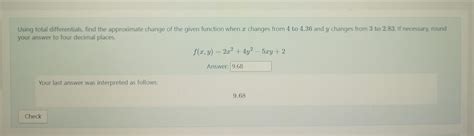 solved using total differentials find the approximate