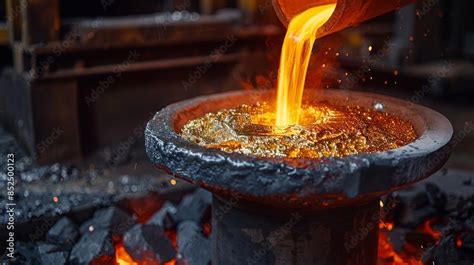 A Worker Oversees The Metal Melting Process In Furnaces At A