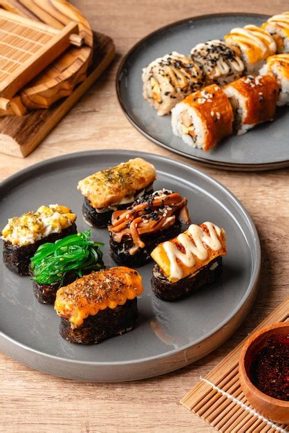 Premium Photo Assorted Delicious Sushi Roll