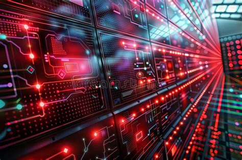 Digital Matrix Glowing Patterns On A Dark Background Generative Ai Stock Illustration