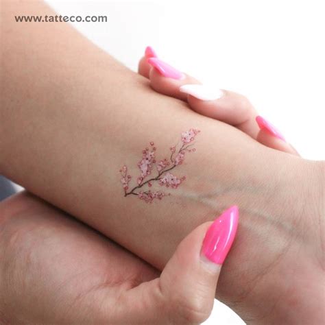 Watercolor Style Cherry Blossom Branch Temporary