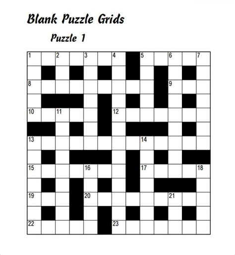 Blank Crossword Puzzle Template Content Calendar Template