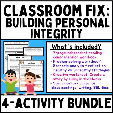 Classroom Fix Building Personal Integrity Bundle 4 Sel Activities