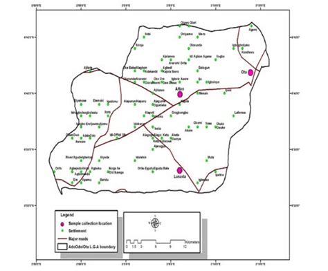 Map Of Ado Odoota Local Government Area Showing The Sampling Locations