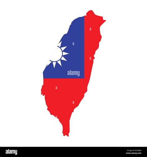Vector Illustration Black Silhouette Of Taiwan Map With Taiwanese Flag