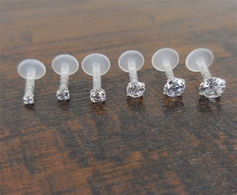 16g Flatback Earrings Stud 6 8 10mm 15 4mm Clear Cz Triple Helix