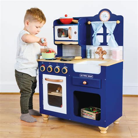 Le Toy Van Royal Blue Oxford Toy Kitchen Maison White