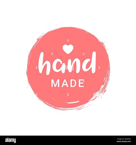 Hand Made Love Logo Icon Circle Label Handmade Stamp Round Background