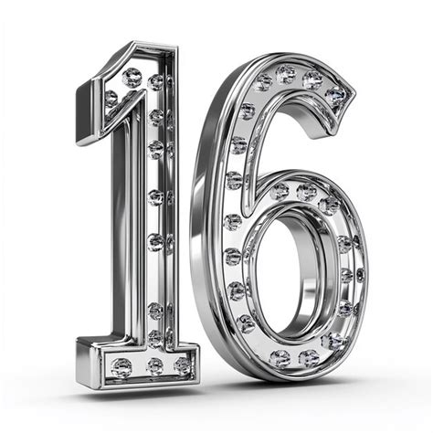 3d Silver Number 16 Isolated On White Background Premium Photo