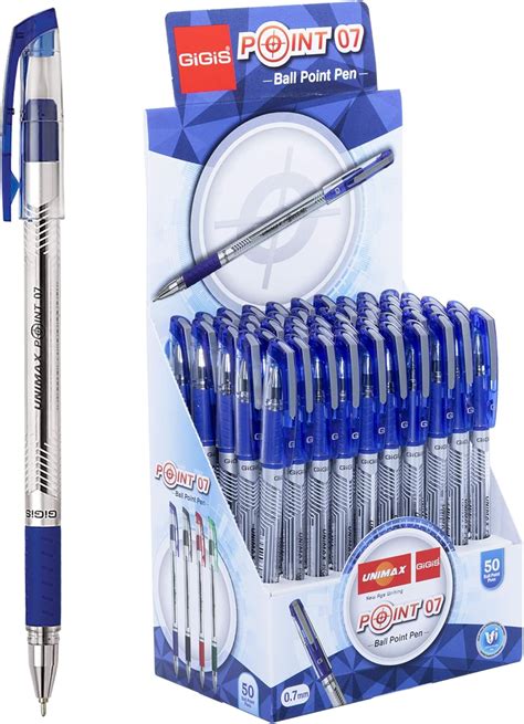 Gigis Point 7 Blue Ball Pen 50 Pcs 07mm Tip Soft Cushion Grip