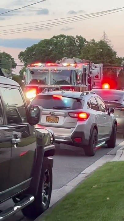 Bethpage Fire Department Ladder 3 Pulling Up To False Smokes Detector