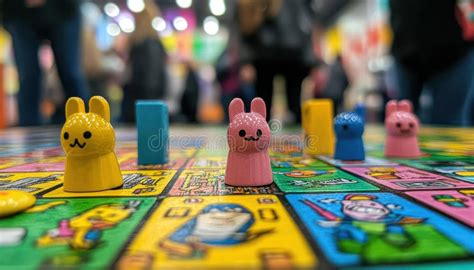 A Board Game With A Bunch Of Rabbit Shaped Tokens On It Stock Image
