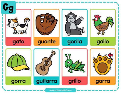 Palabras Con La G Suave O Débil Sílabas Ga Ge Gi Go Gu Gue Gui