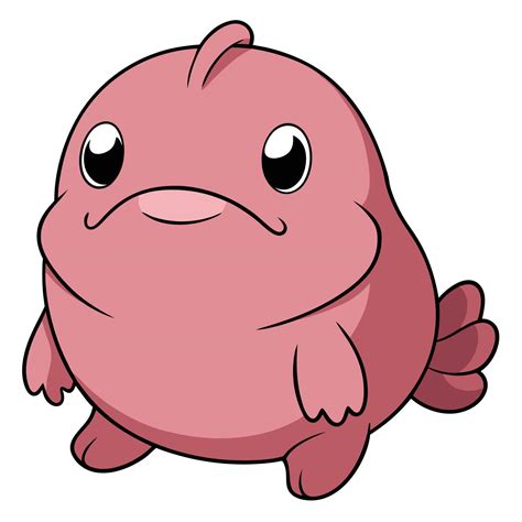 Cute Pink Blobfish Cartoon Illustration With Friendly Expression And
