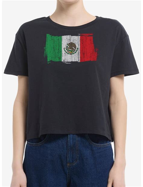 Mexico Flag Girls Boxy Crop T Shirt Black Hot Topic