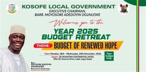Moyo Ogunlewe Of Kosofe Lga Presents 2025 ‘budget Of Renewed Hope After Years Of Landmark