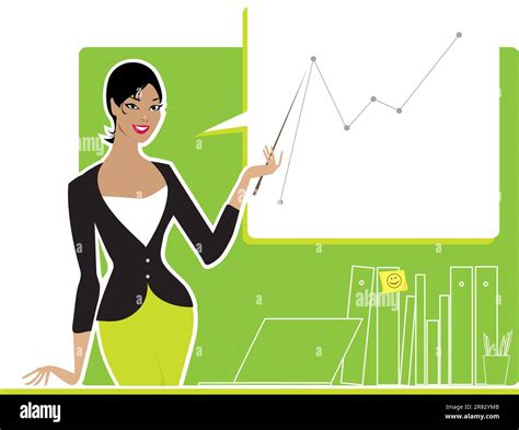 Vector Illustration Of A Bussines Lady Making A Report Stock Vector