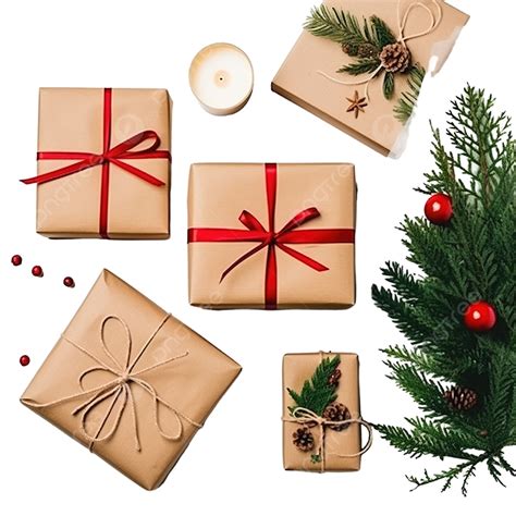 Christmas T Boxes With Kraft Red Green Paper Decoration Scissors