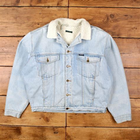 Vintage Giordano Blues Trucker Jacket Xl Sherpa Lined Denim Blue Etsy
