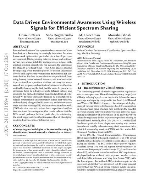 Pdf Data Driven Environmental Awareness Using Wireless Signals For