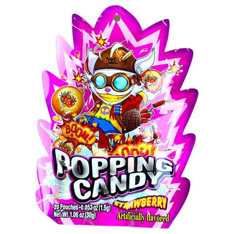 Baida Strawberry Popping Candy 12 Count Cow Crack Wholesale