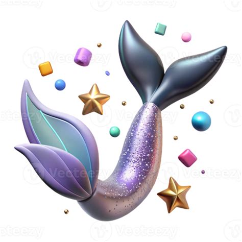Beautiful Contemporary Mermaid Tail Graphic Element Cutout Premium