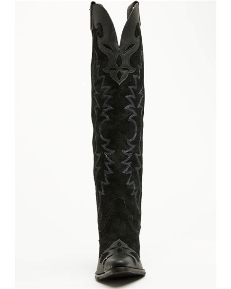 Dingo Womens Drama Queen Overlay Tall Western Boots Round Toe Black