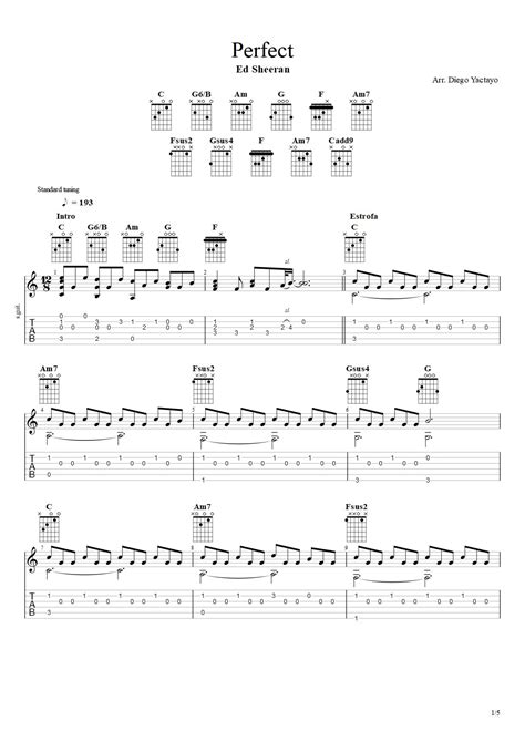 Perfect Ed Sheeran Fingerstyle Guitar Strumming Tab Diego Yactayo