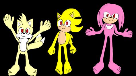 Super Sonic And Super Shadow And Super Silver And Super Knuckles