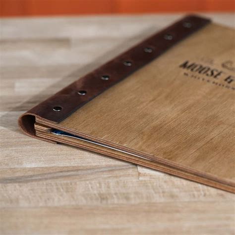 Wooden Menu Folder Fastened On Leather Personalized Menu Holder