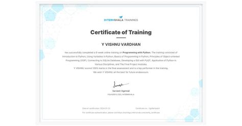 Successfully Completed The Programming With Python Training From