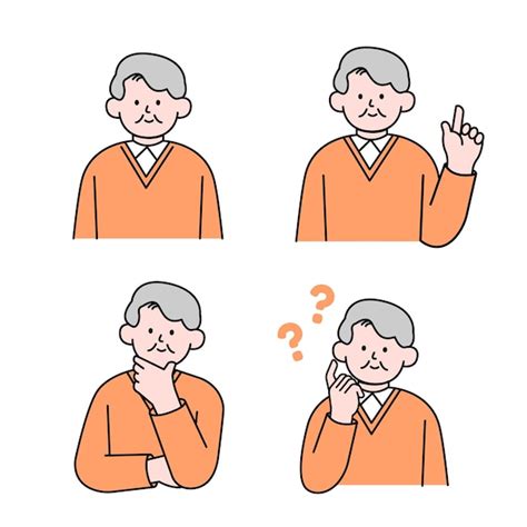 Premium Vector An Elderly Man Is In A Thinking Pose Questioning And