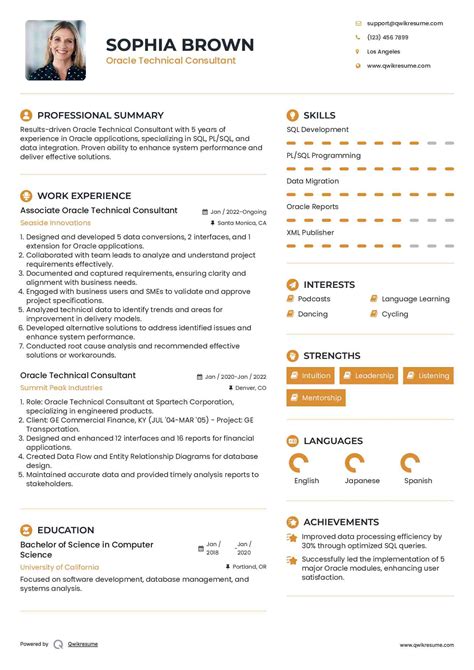 10 Oracle Technical Consultant Resume Samples And Templates For 2025