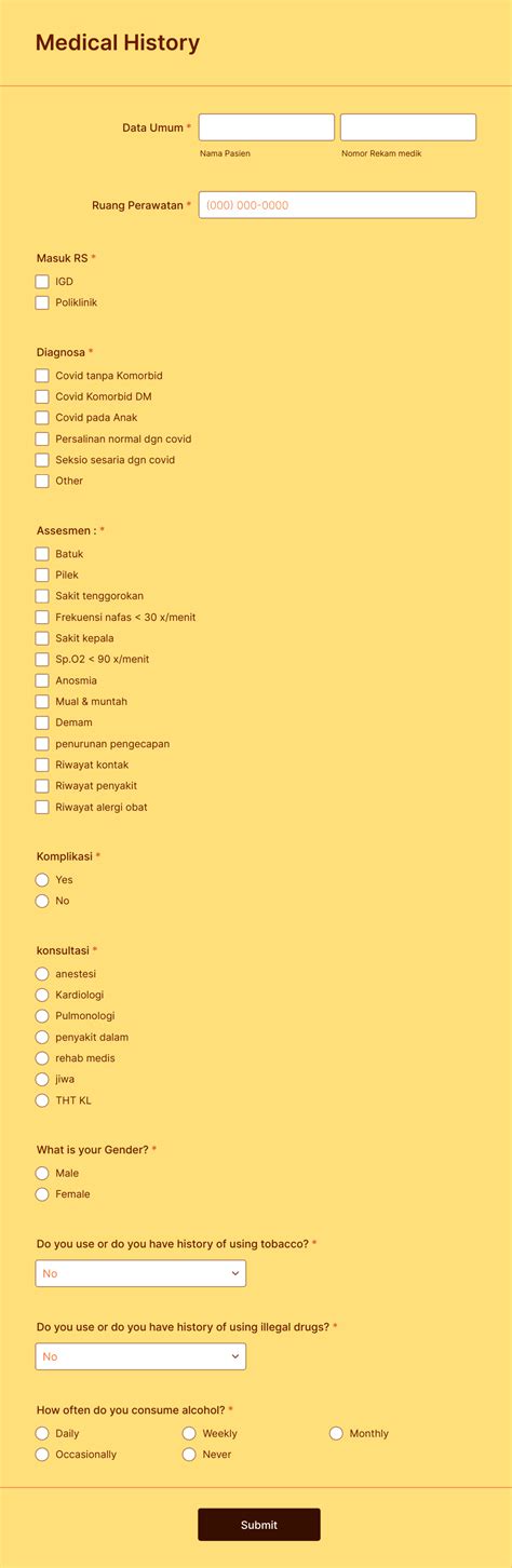 Clinical Pathway Template Formulir Jotform