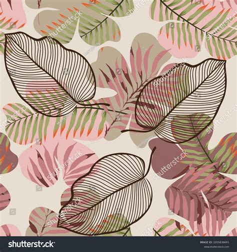 Cute Seamless Vector Leaf Pattern On Stock Vector Royalty Free