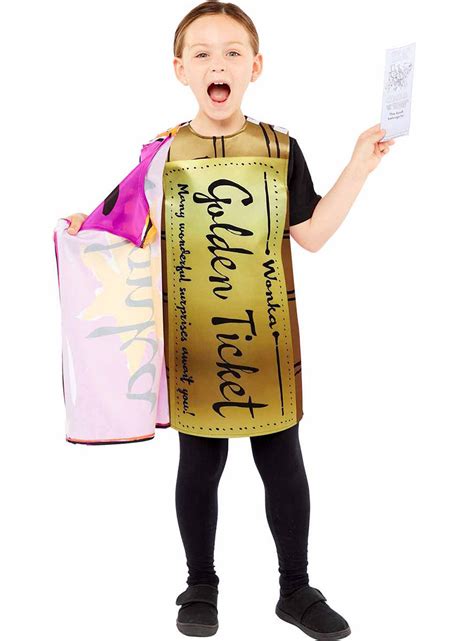 Willy Wonka Golden Ticket Costume Girls Roald Dahl Costume